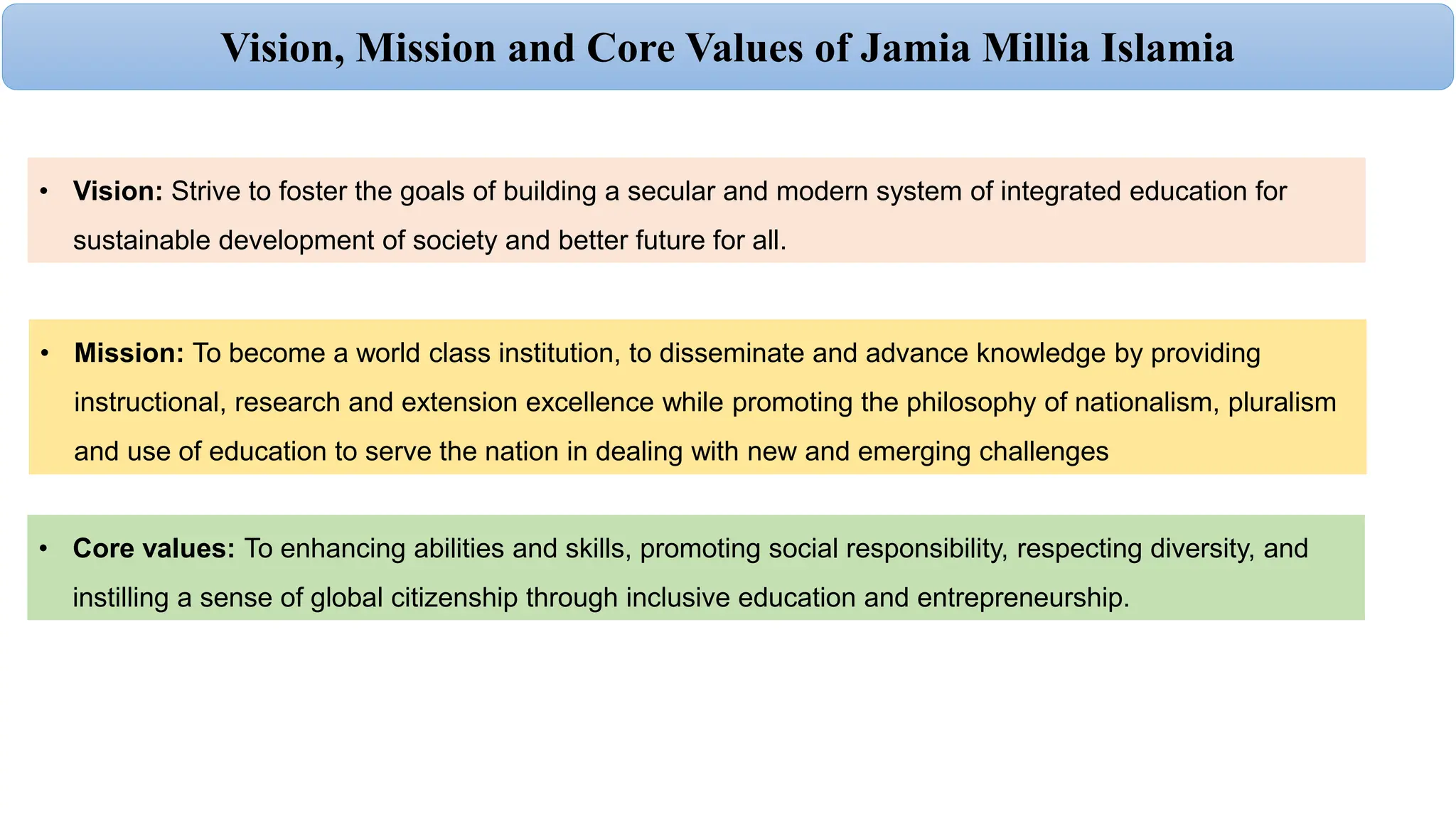 Presentation about jamia millia islamia - a central university | PPTX