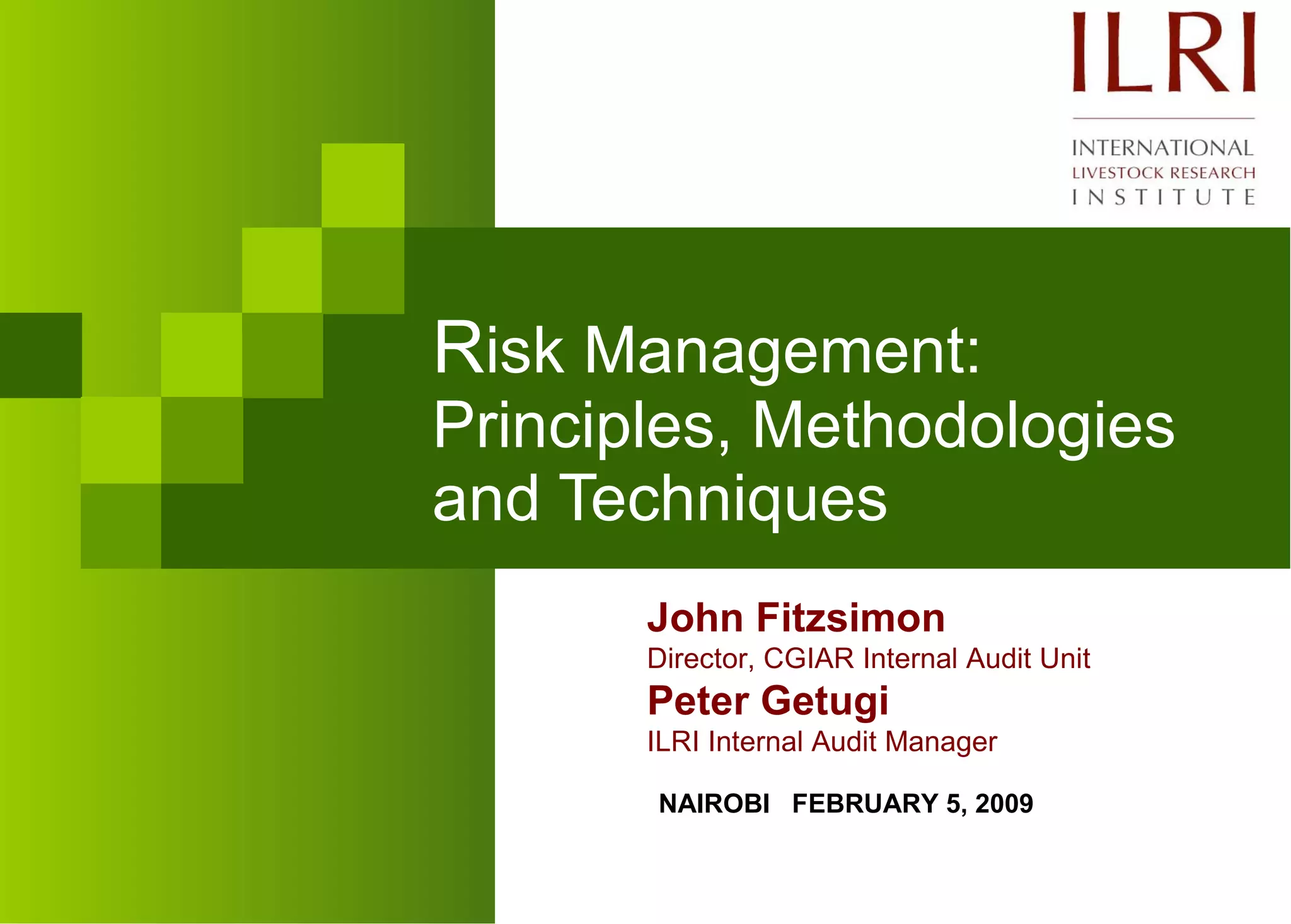 Risk management: Principles, methodologies and techniques | PPT