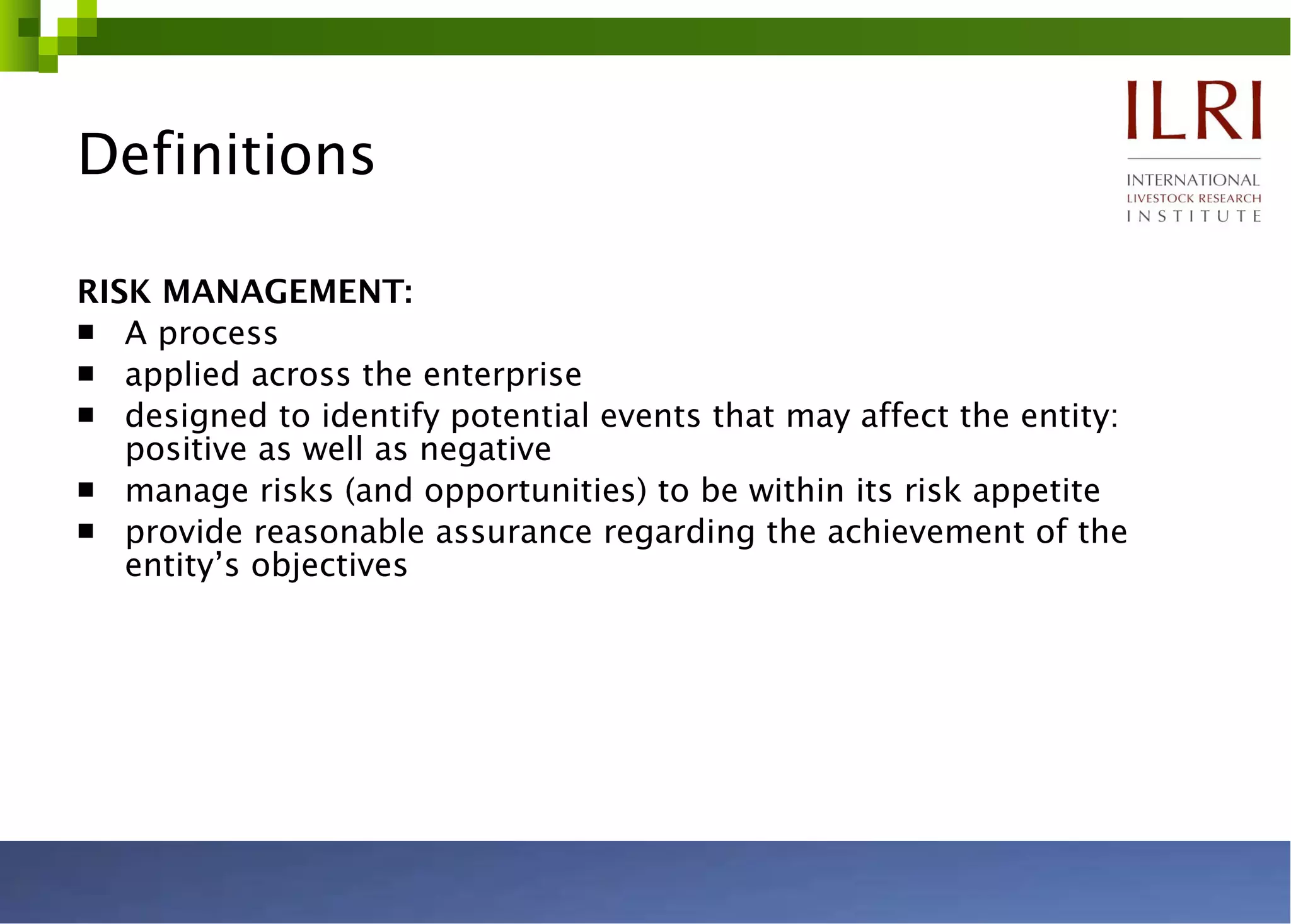 Risk management: Principles, methodologies and techniques | PPT