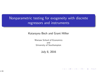Nonparametric testing for exogeneity with discrete regressors and ...