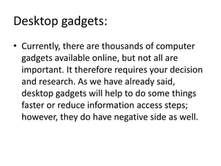 Gadget and apps in computing | PPTX