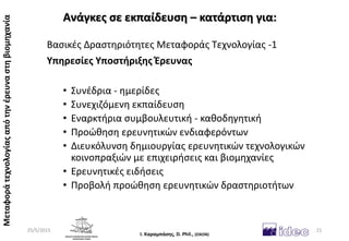 Μηχανισμοί - Τρόποι Καινοτομίας & Μεταφοράς Τεχνολογίας και οι ...