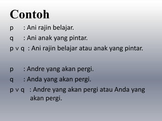 operasi negasi, konjungsi, dan disjungsi | PPTX