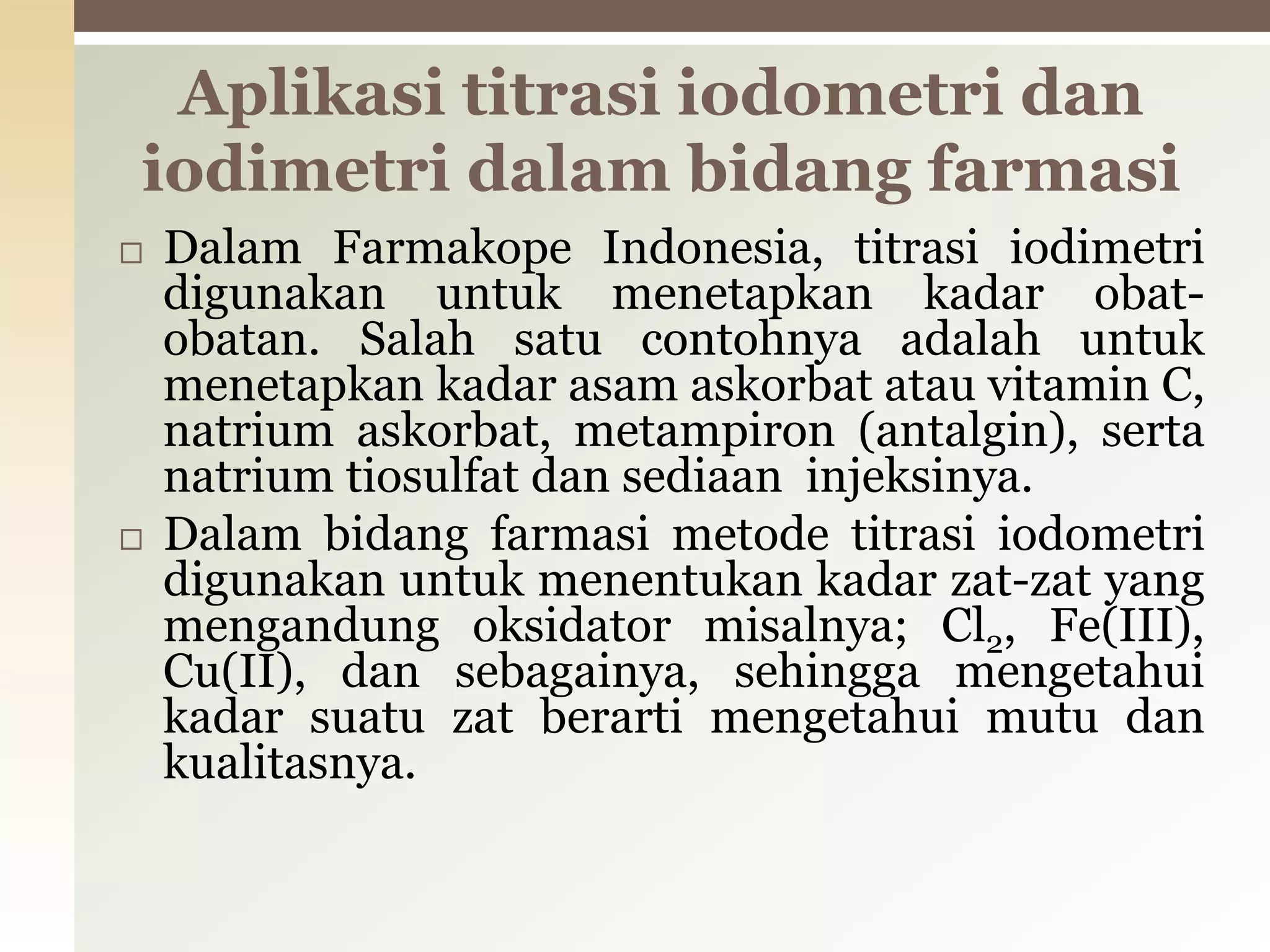 Iodometri dan iodimetri | PPTX