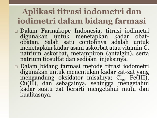 Iodometri dan iodimetri | PPTX