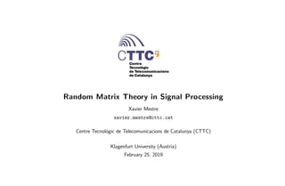 Random Matrix Theory in Array Signal Processing: Application Examples | PDF