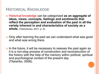 The importance of Historical Conscience for a creative return to the ...