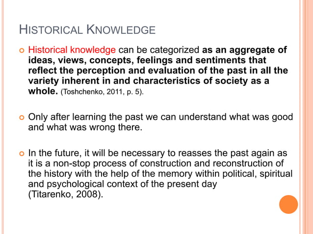 The importance of Historical Conscience for a creative return to the ...