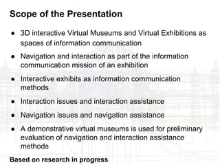 INTERACTION AND INFORMATION COMMUNICATION IN VIRTUAL MUSEUMS | PPT