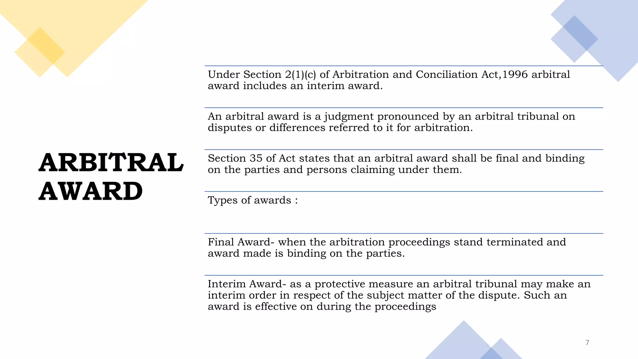 THE ARBITRATION AND CONCILIATION ACT 1996 | PPTX