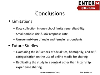 Sharing Internship Experience on the Internet: A Study of Tourism and ...