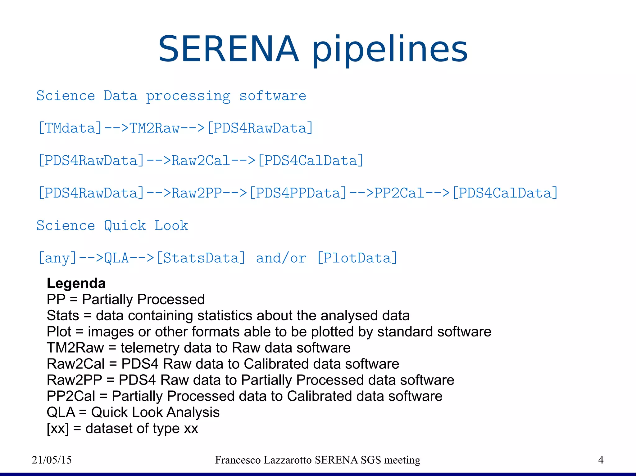 SERENA Data Processing | PDF