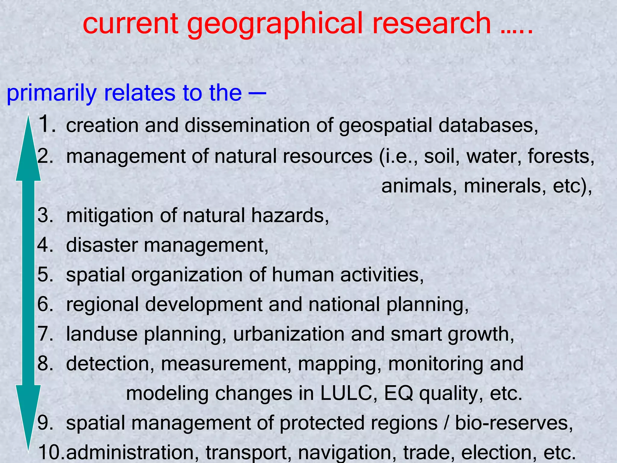 Application of Modern Geographical Tools & Techniques in Planning and ...