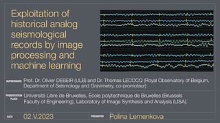 Exploitation of historical analog seismological records by image ...