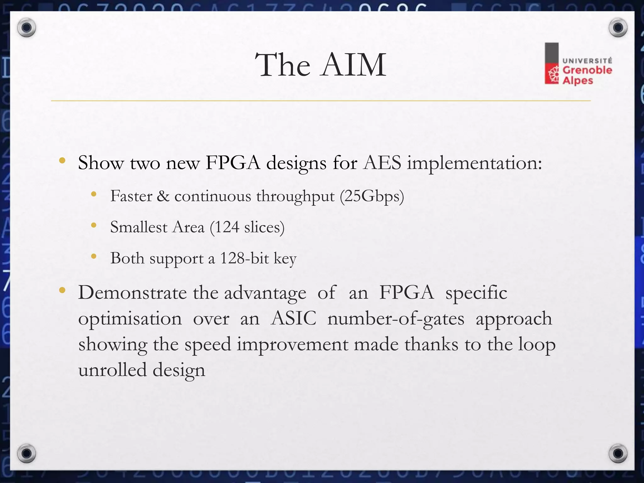 AES Implementation on FPGA | PPT AES Implementation on FPGA | PPT