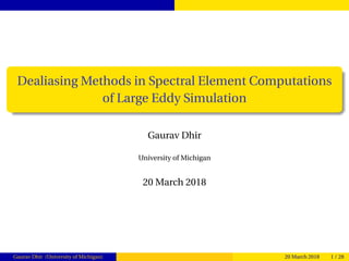 Spectral Element Methods in Large Eddy Simulation | PDF