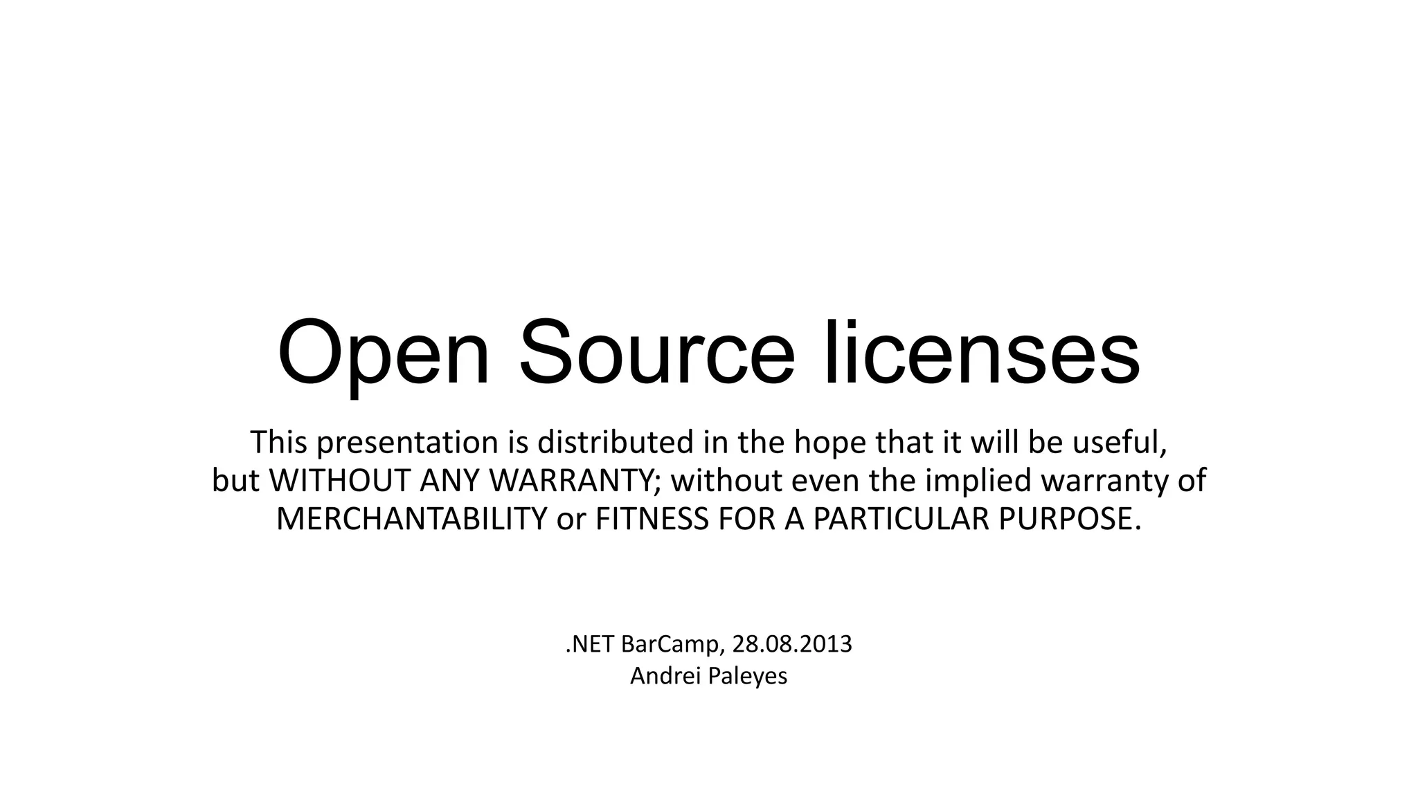 Open Source licenses | PPT