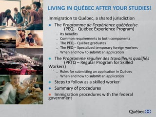 Presentation living quebecafterstudies | PDF