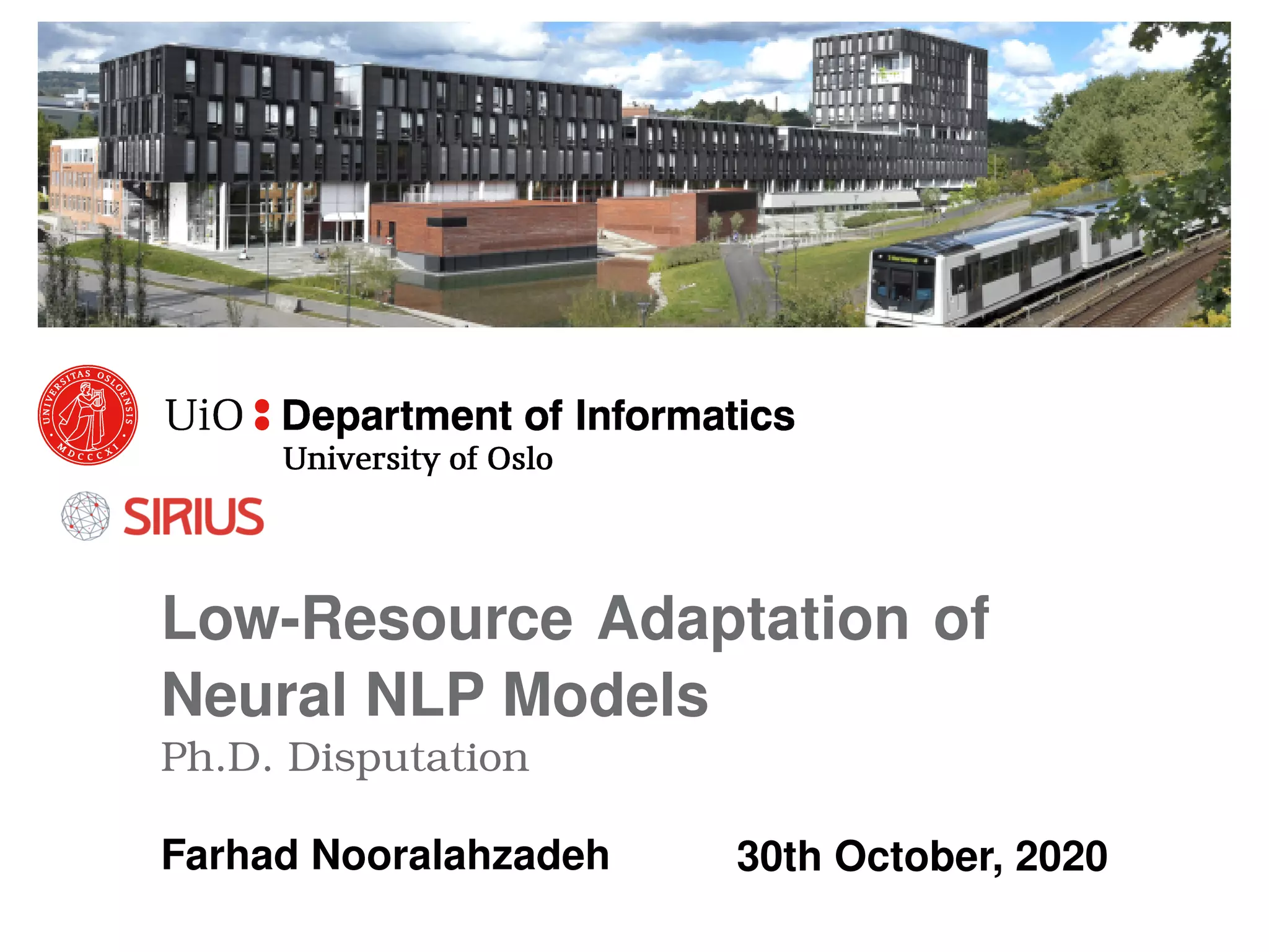 Low Resource Adaptation of Neural NLP Models | PPT