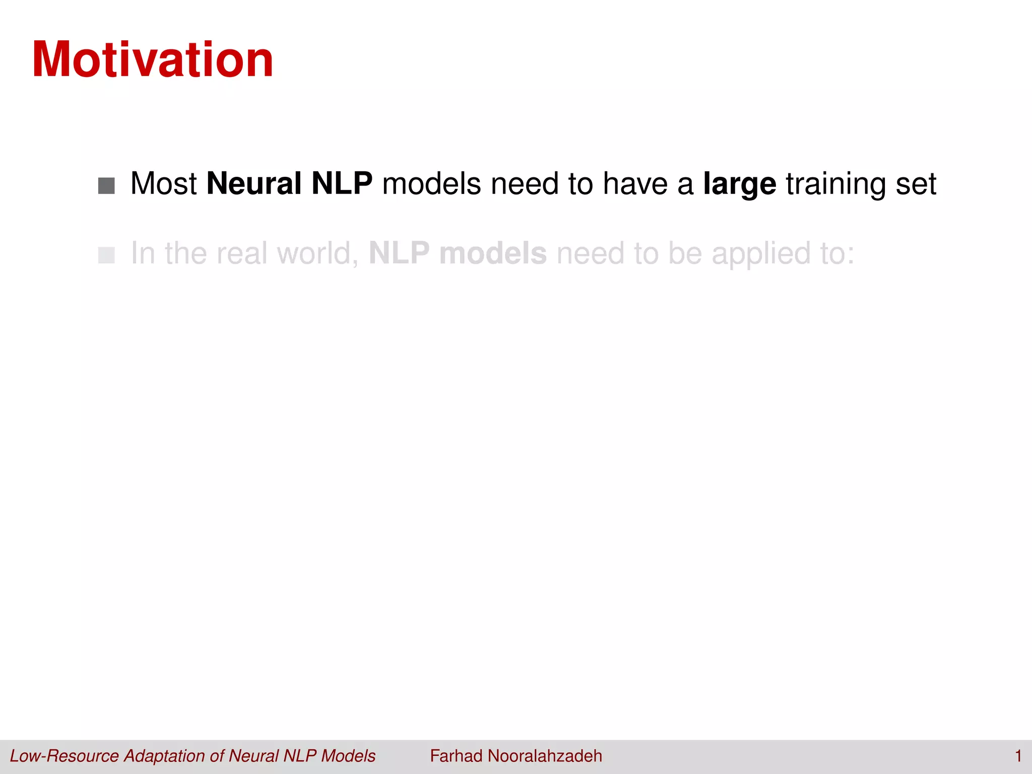 Low Resource Adaptation of Neural NLP Models | PPT
