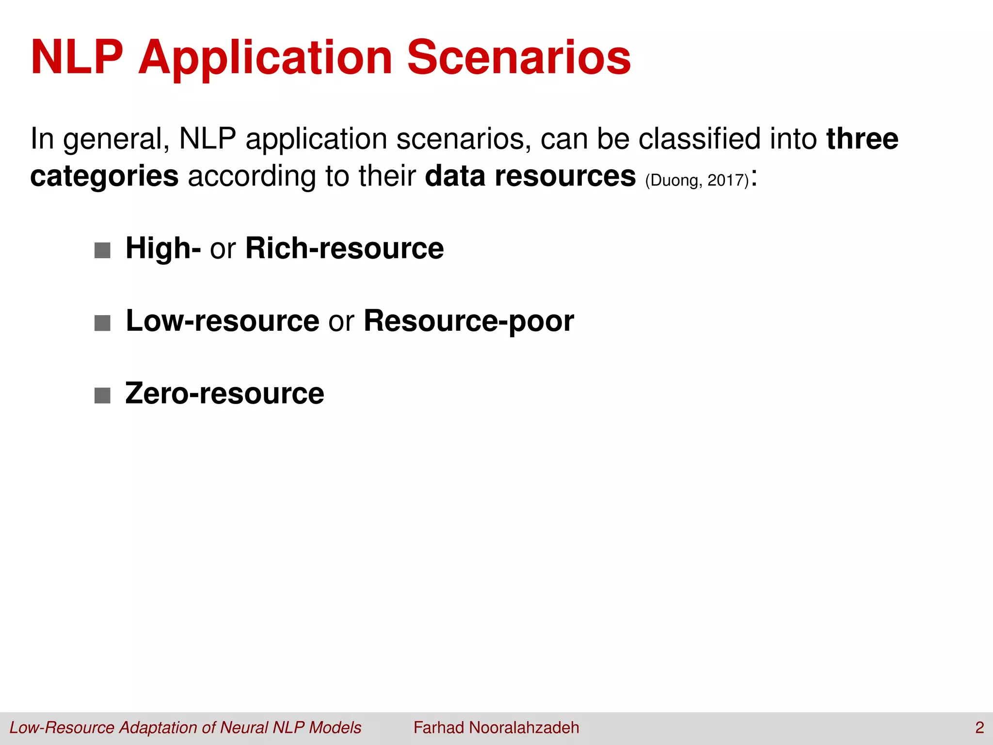 Low Resource Adaptation of Neural NLP Models | PPT