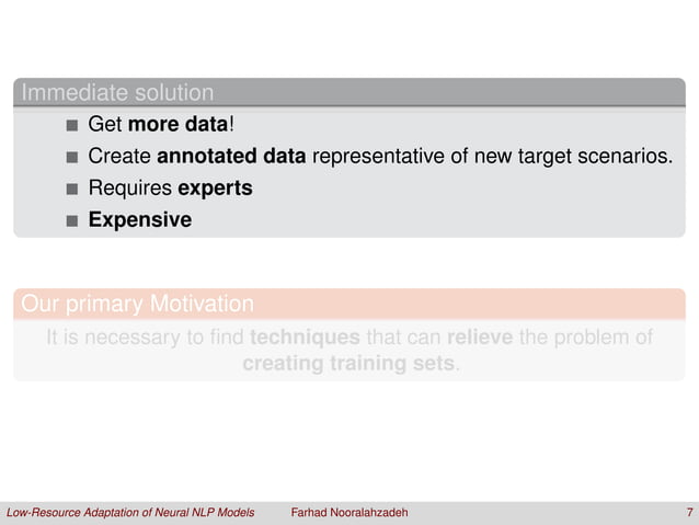 Low Resource Adaptation of Neural NLP Models | PPT