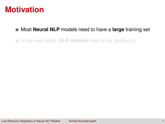 Low Resource Adaptation of Neural NLP Models | PPT
