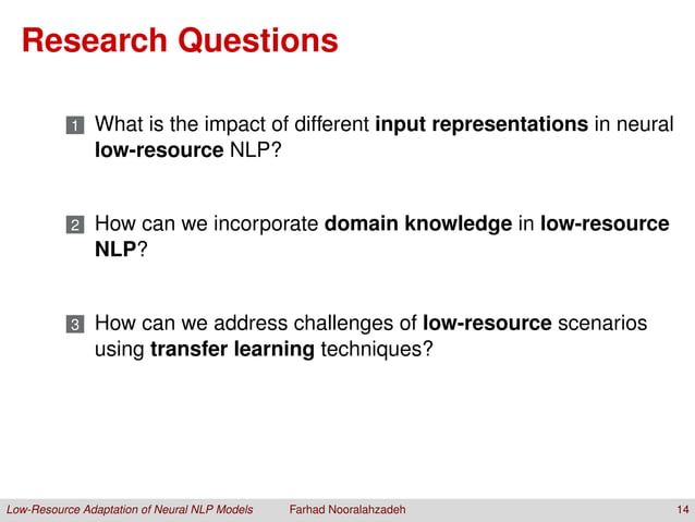 Low Resource Adaptation of Neural NLP Models | PPT