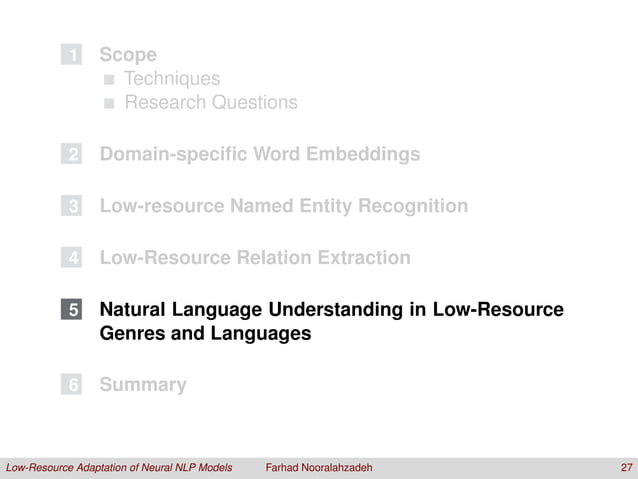 Low Resource Adaptation of Neural NLP Models | PPT