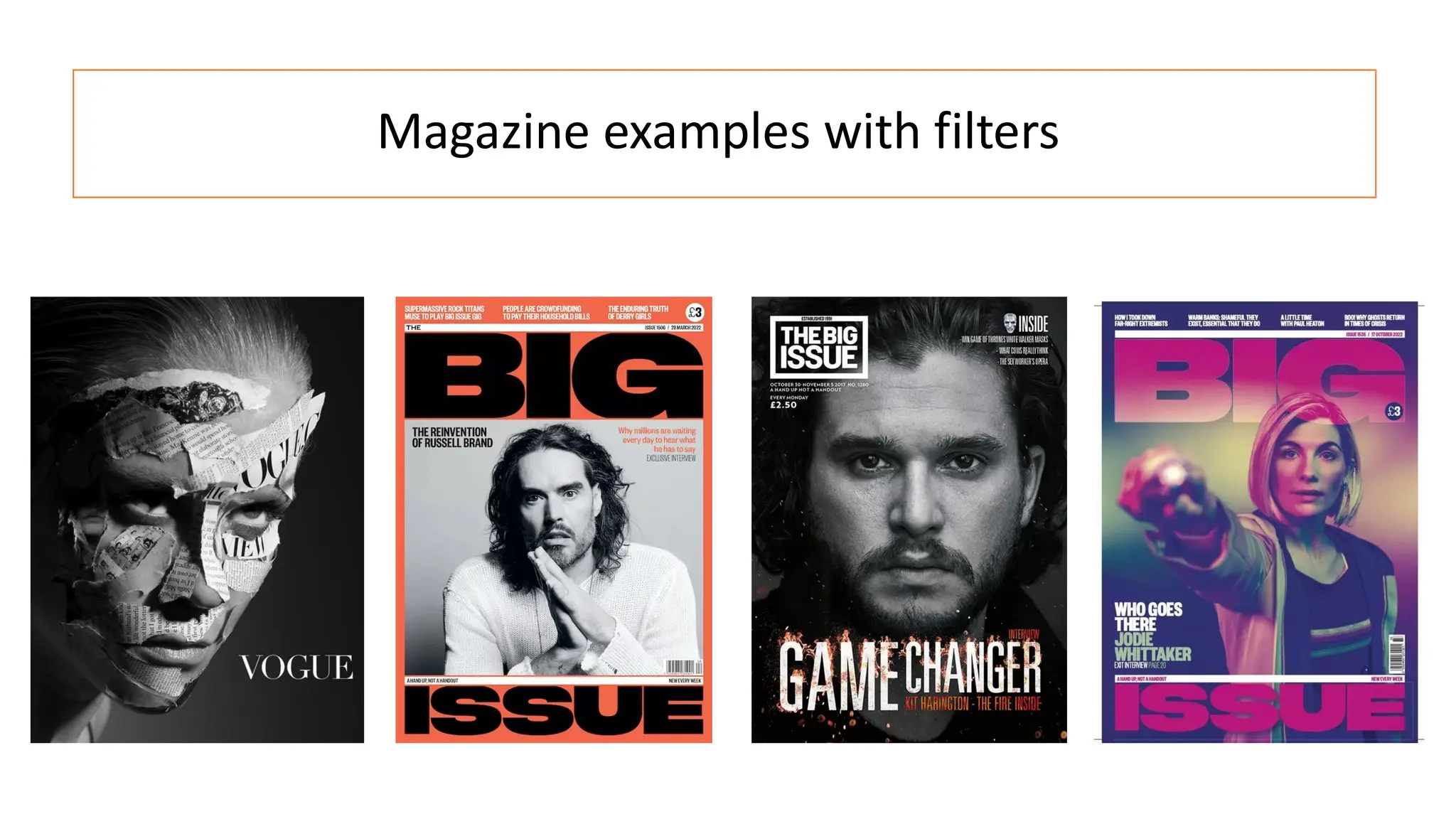 Presentation of research into magazine codes and conventions | PPT