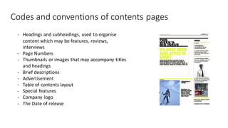 Presentation of research into magazine codes and conventions | PPT
