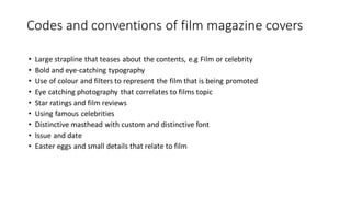 Presentation of research into magazine codes and conventions | PPT