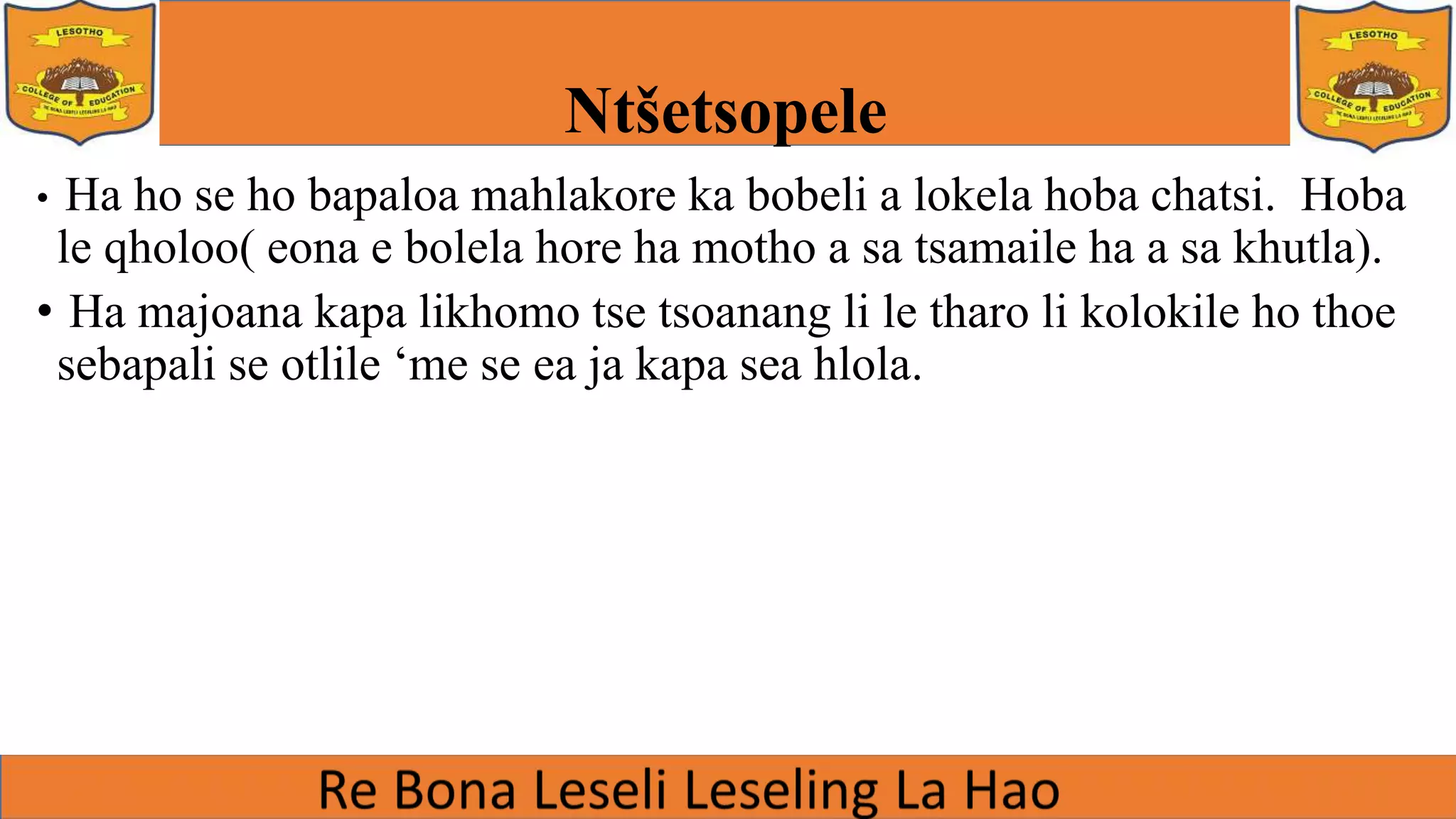 LIPAPALI TSA SESOTHO(MORABARABA) KA 'MAMPHO TULO | PPTX
