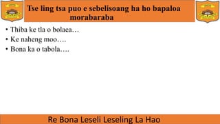 LIPAPALI TSA SESOTHO(MORABARABA) KA 'MAMPHO TULO | PPTX