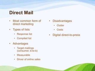 Chapter 11 Database and Direct Response Marketing and Personal Selling ...