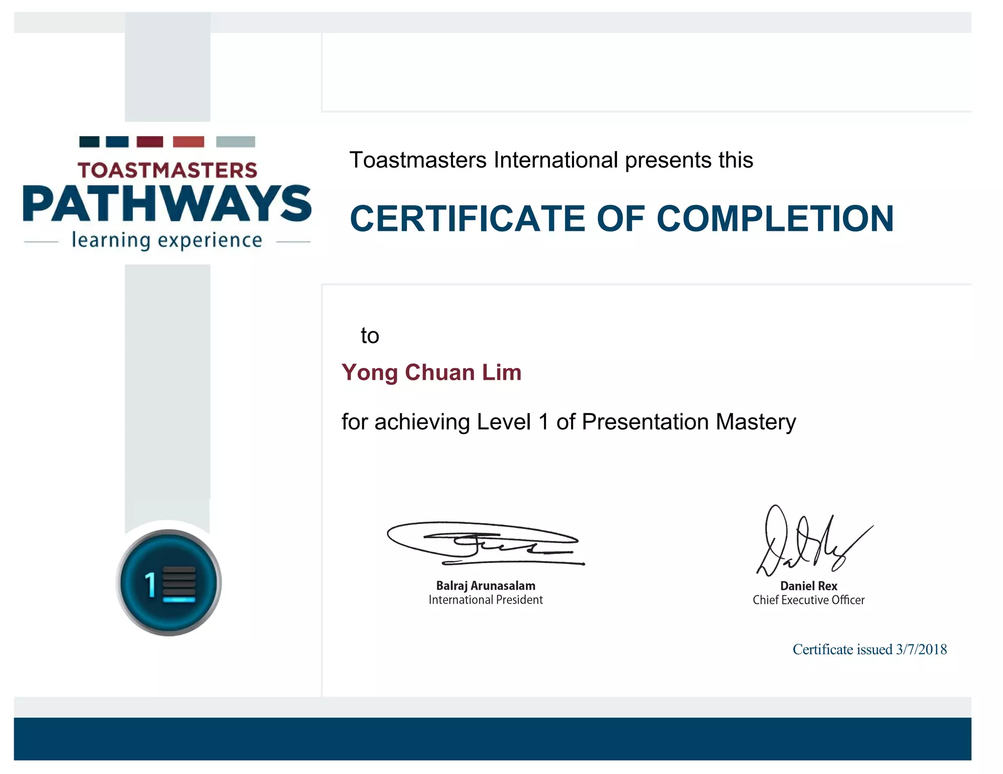 Toastmasters Certificate of Completion | PDF