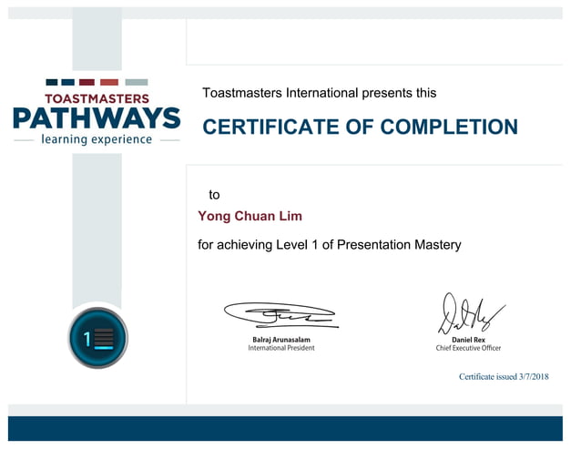 Toastmasters Certificate of Completion | PDF