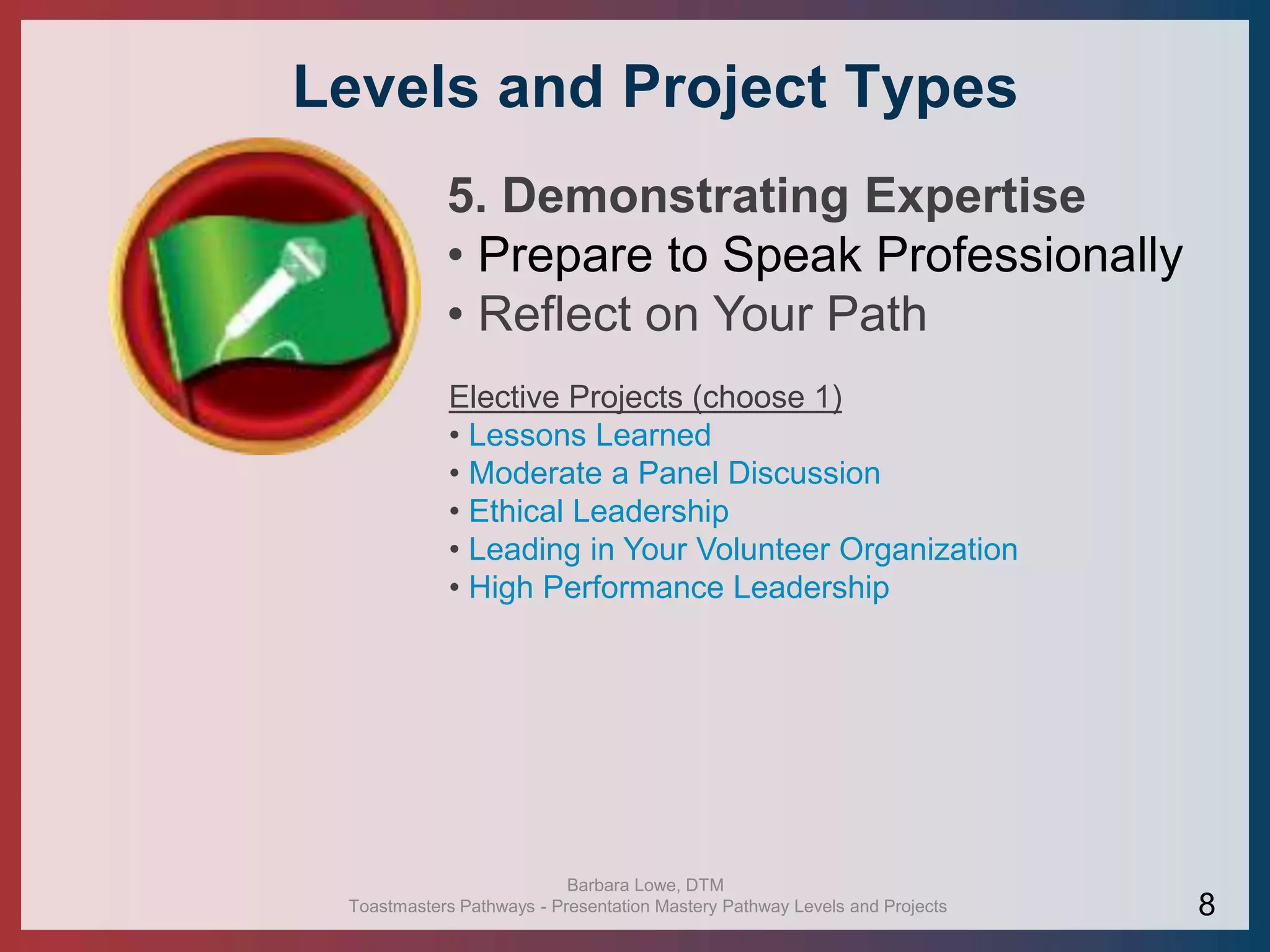 Presentation Mastery Pathway Levels and Projects | PPTX