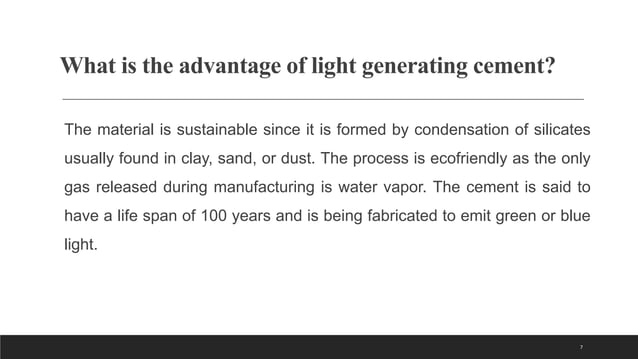 Light Generating cement | PPTX