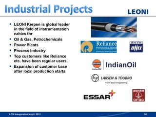 LEONI Cable Solutions (India) Inauguration 6th May 2013 | PPTX
