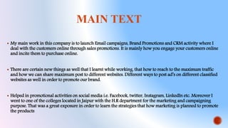 Digital marketing project for MCA Student | PPTX