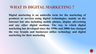 Digital marketing project for MCA Student | PPTX