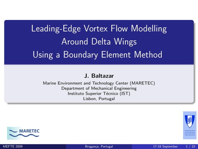 Leading-Edge Vortex Flow Modelling Around Delta Wings Using a Boundary Element Method | PPT