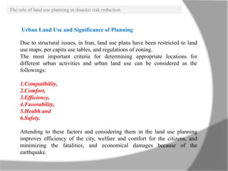 The role of land use planning in the disaster risk reduction | PPTX