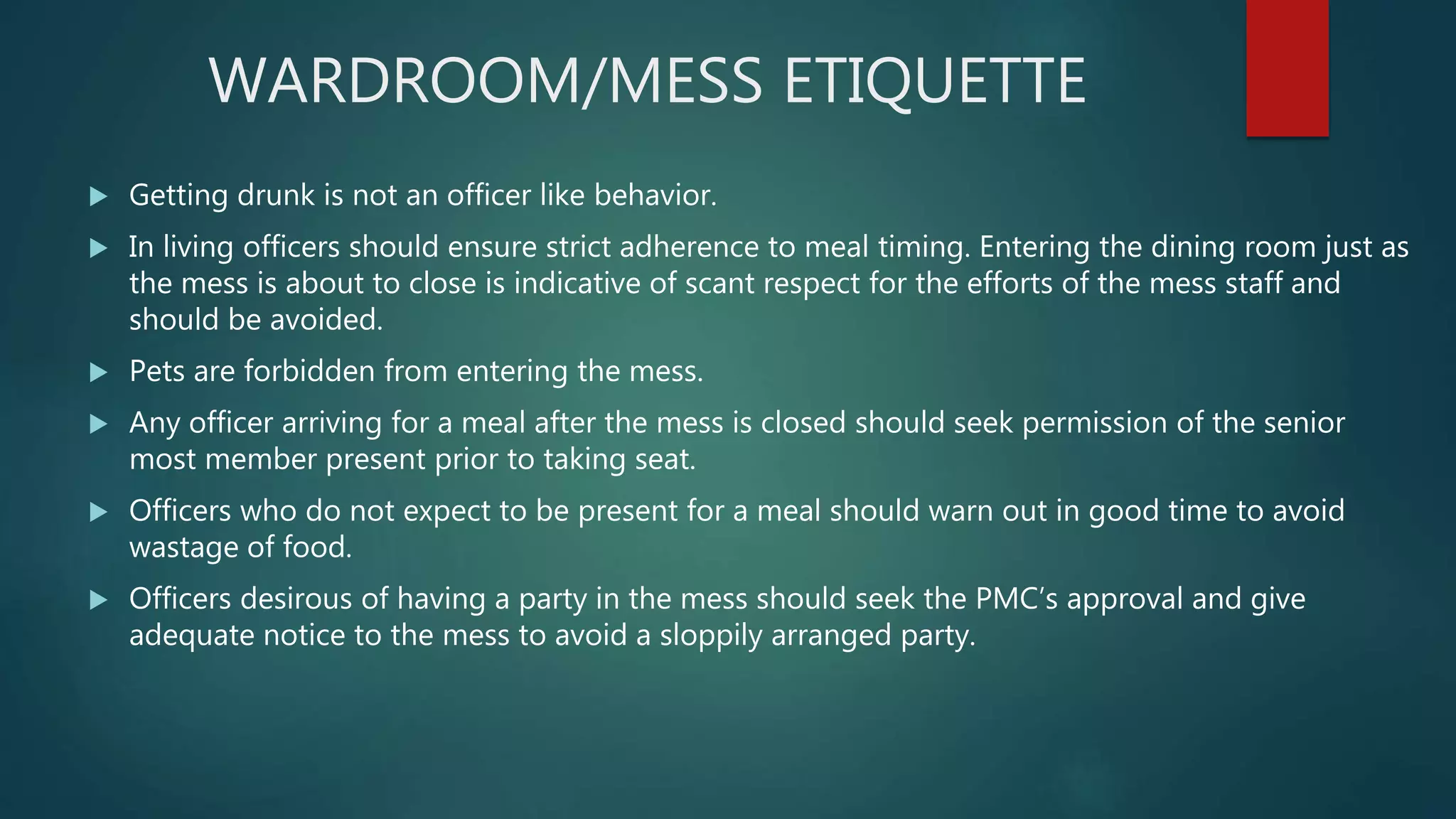 Mess etiquette and customs | PPTX