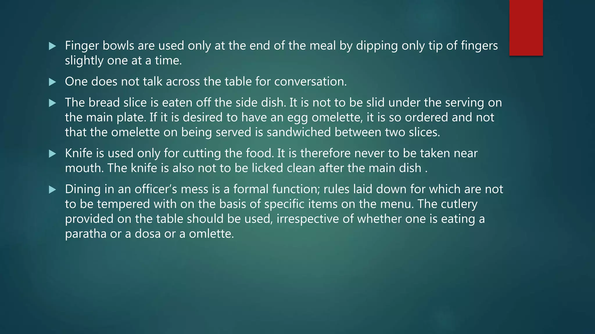 Mess etiquette and customs | PPTX