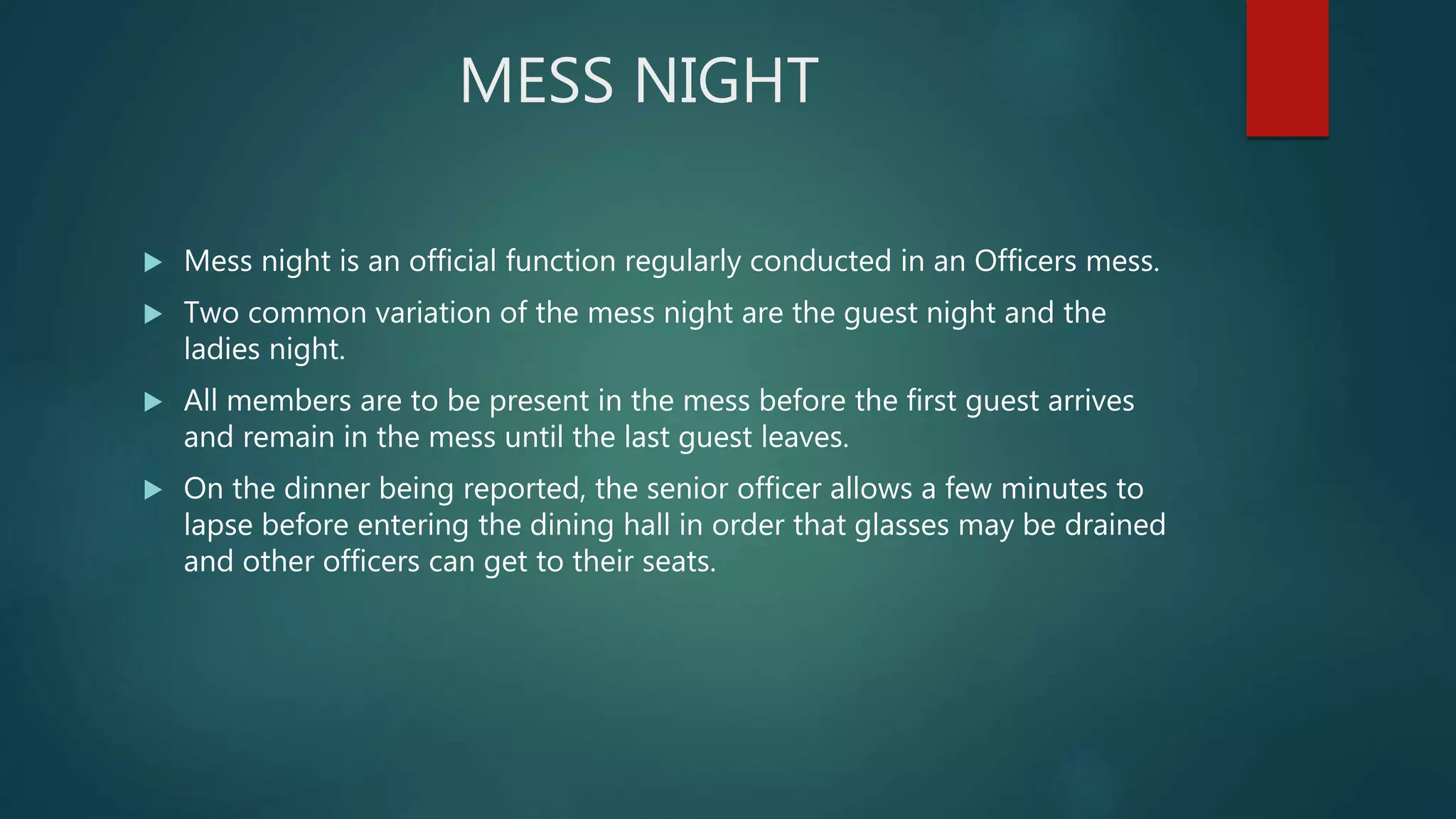 Mess etiquette and customs | PPTX