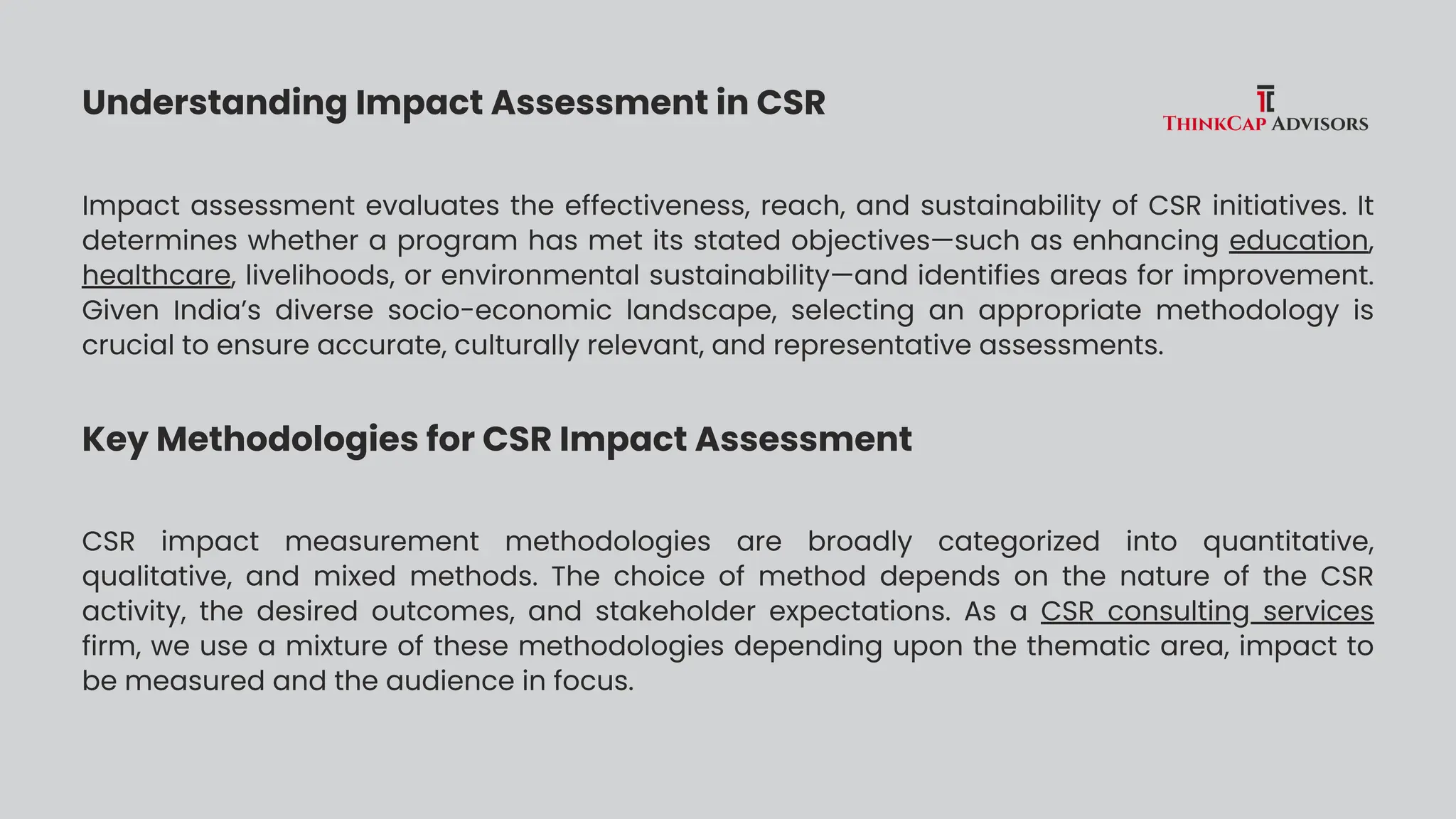Methodologies of Impact Assessment in the Indian CSR Context | PDF