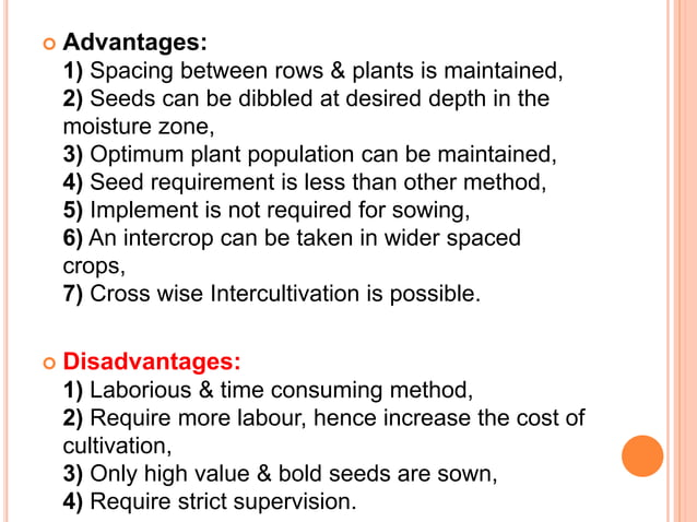 methods of sowing Of crops | PPTX | Agriculture | Industries