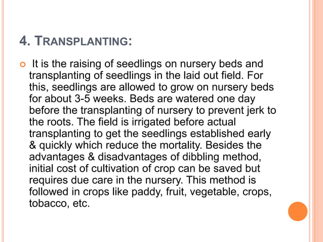 methods of sowing Of crops | PPTX | Agriculture | Industries